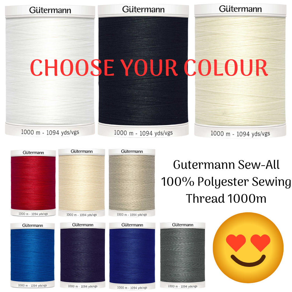 Gutermann Sew-All 100% Polyester Sewing Thread 1000m - Choose Your Colour