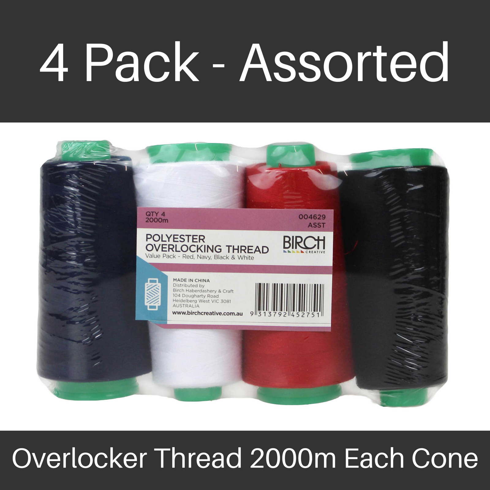 Birch Overlocker Thread 2000m Overlocking Value 4 Pack - 4 Pack | eBay ...