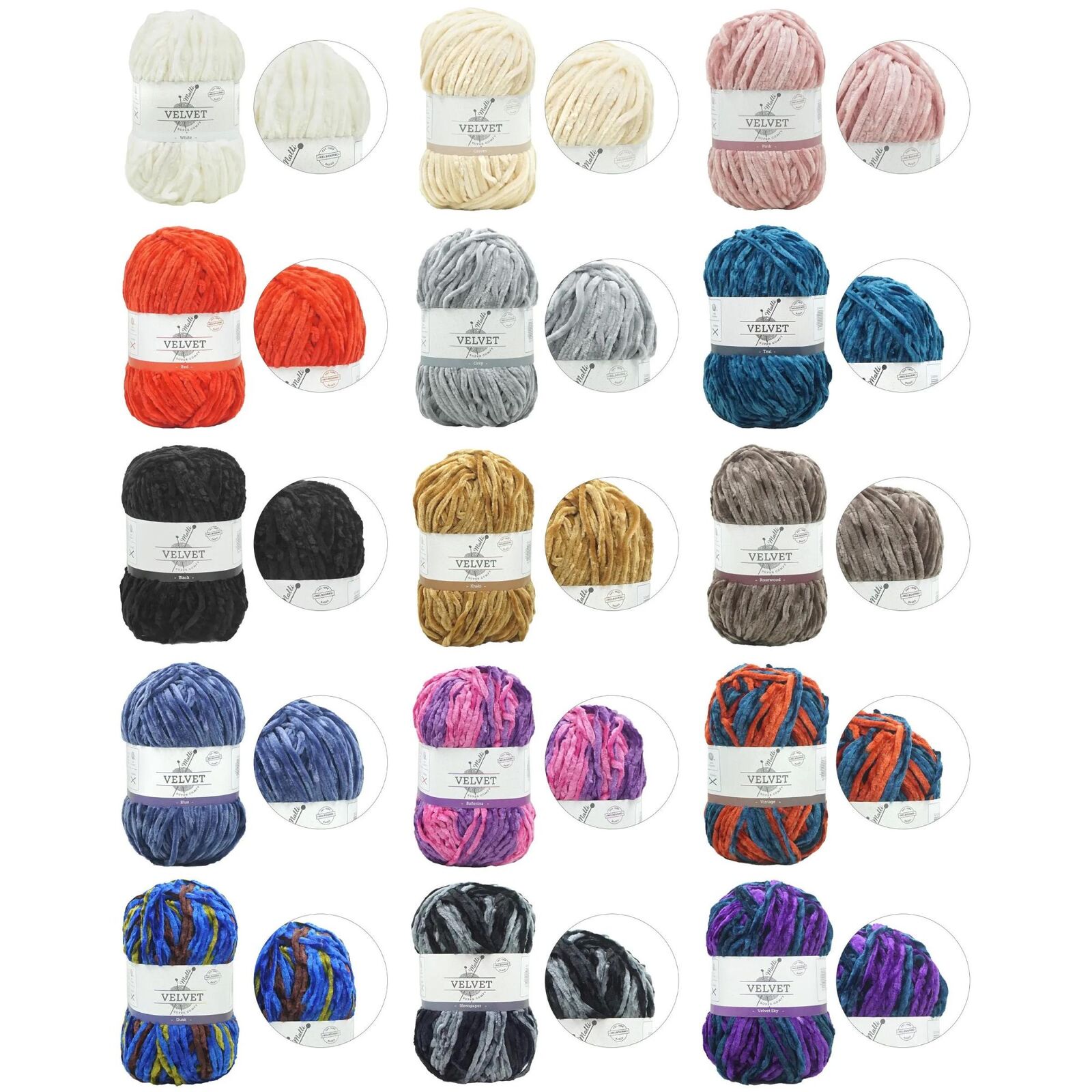 Malli Basics 100g VELVET Knitting Yarn 100% Polyester Craft Wool Balls ...