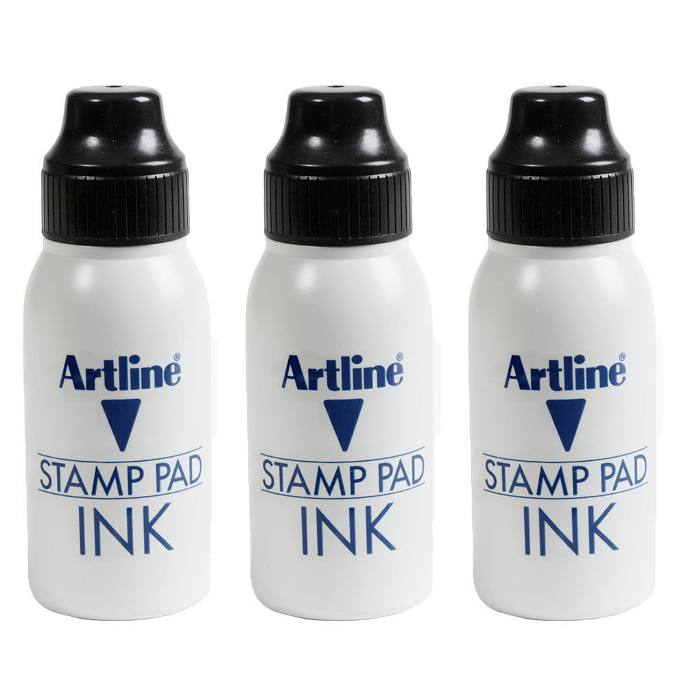 3 X Artline Stamp Pad Inks 50CC Stamp Pad Ink Refill Black 3-x-artline-stamp-pad-inks-50cc-stamp-pad-ink-refill-black